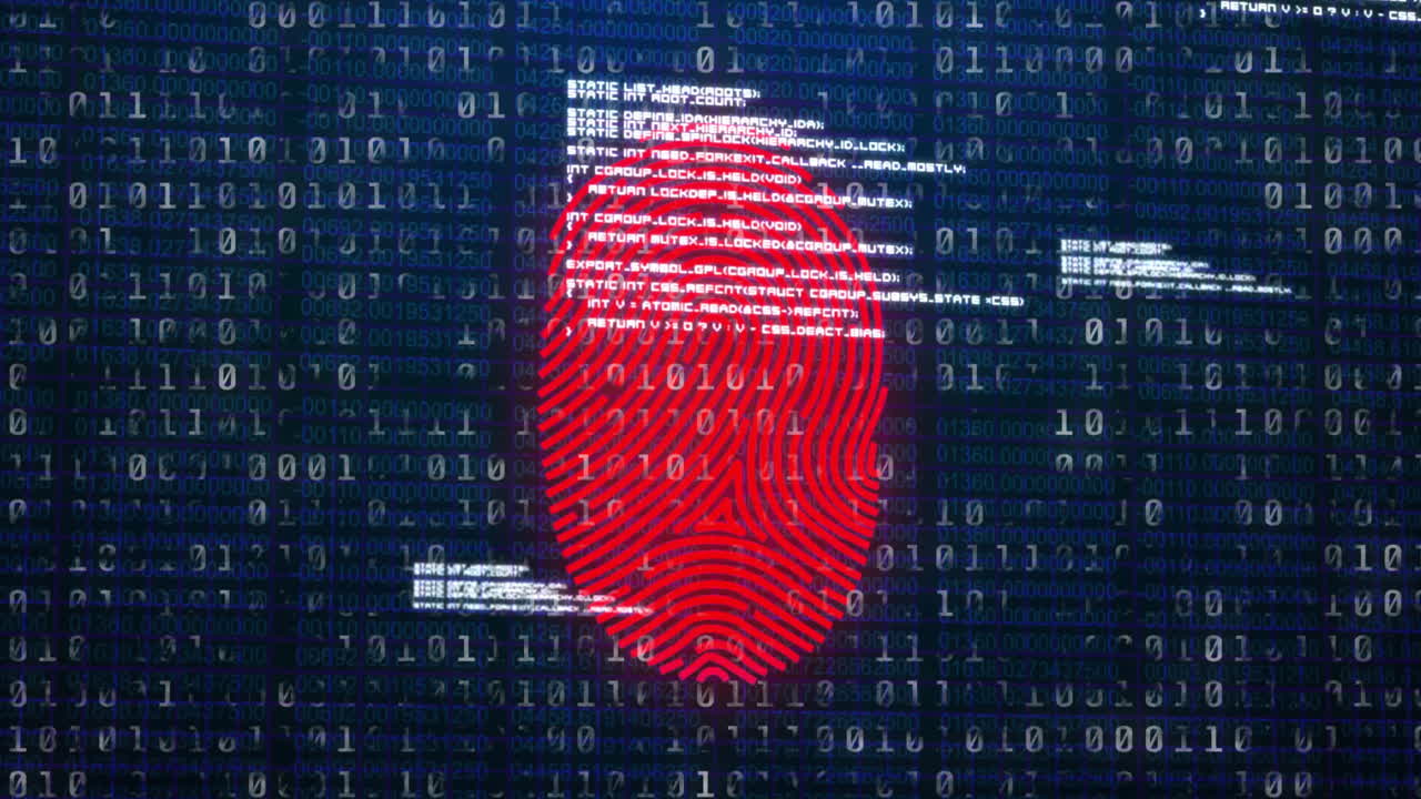 Animation Of Binary Coding And Data Processing Over Biometric
