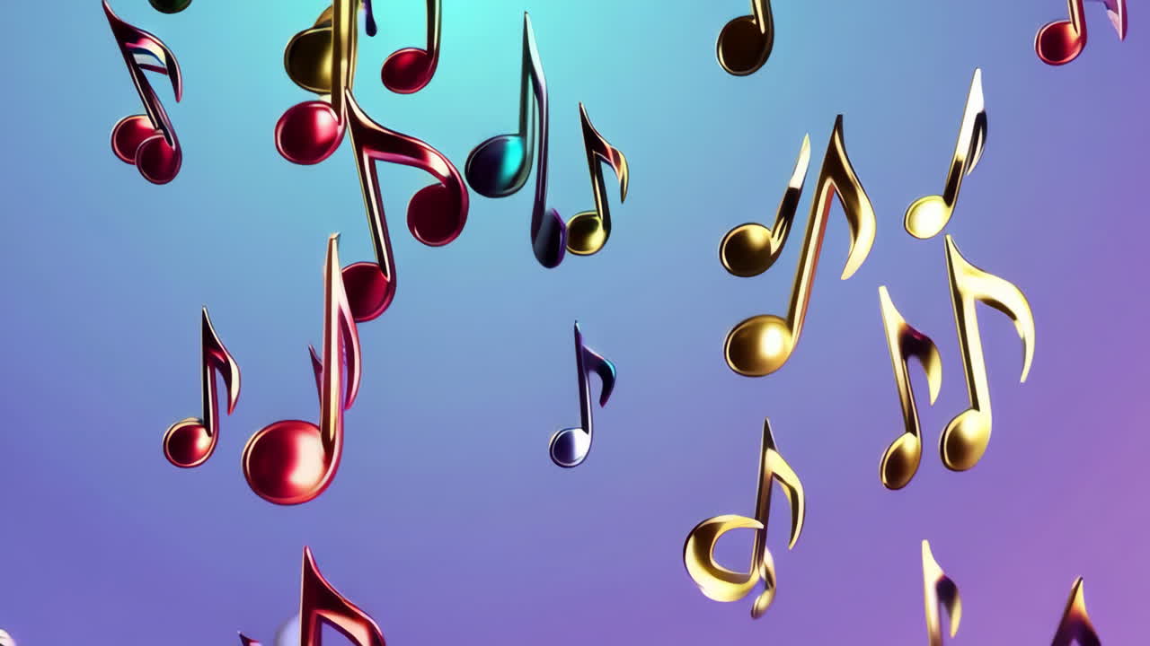 Colorful Falling Music Notes | Premium Stock Video Footage