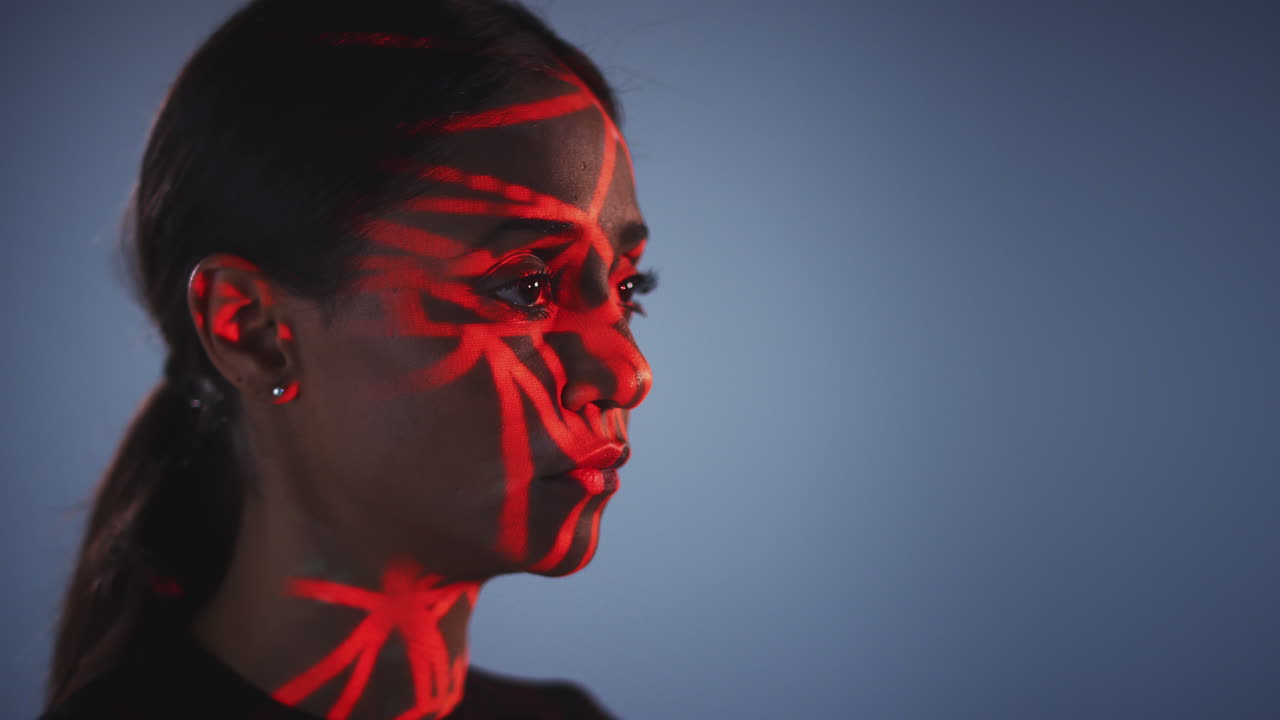 Premium stock video - Facial recognition technology concept as woman ...