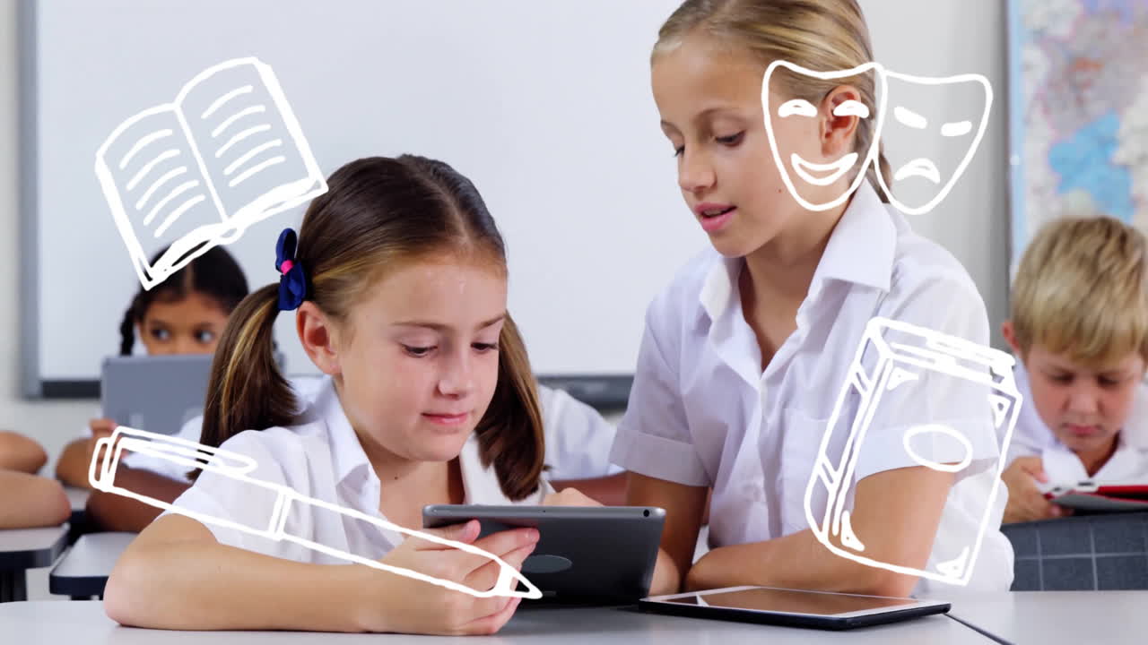 Premium stock video - Children using tablets in classroom with ...