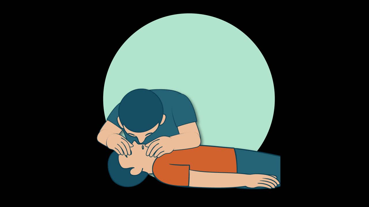 Animated sequence illustrating rescue breaths during CPR, flat vector ...