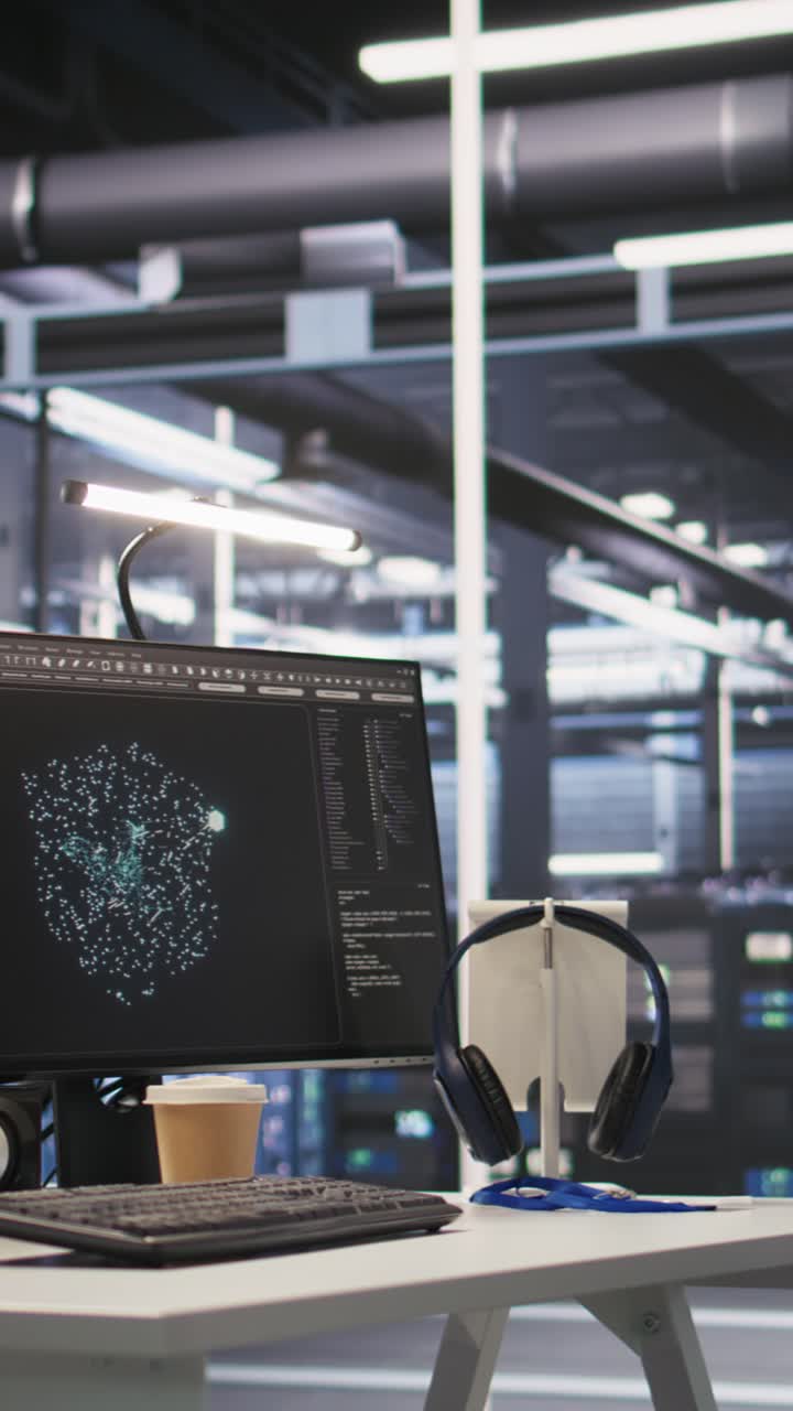 Vertical video data center pc screens monitoring infrastructure used in ...