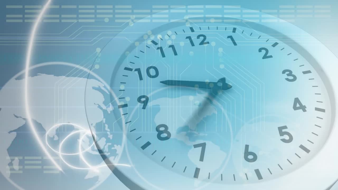 Premium stock video - Fast moving clock and spinning globe