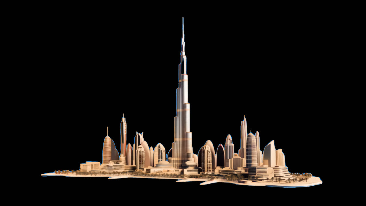 Futuristic skyline with iconic skyscraper animation isolated asset ...