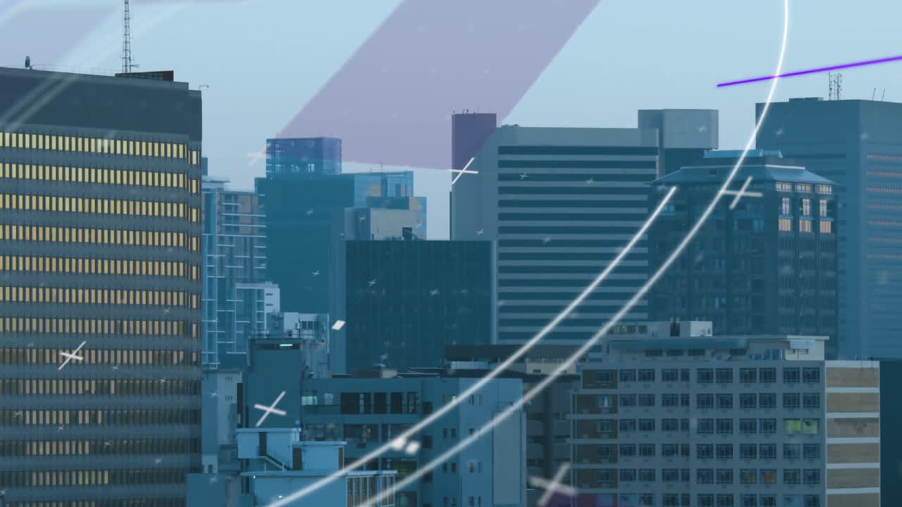 Animation of scope scanning over cityscape | Premium Stock Video Footage