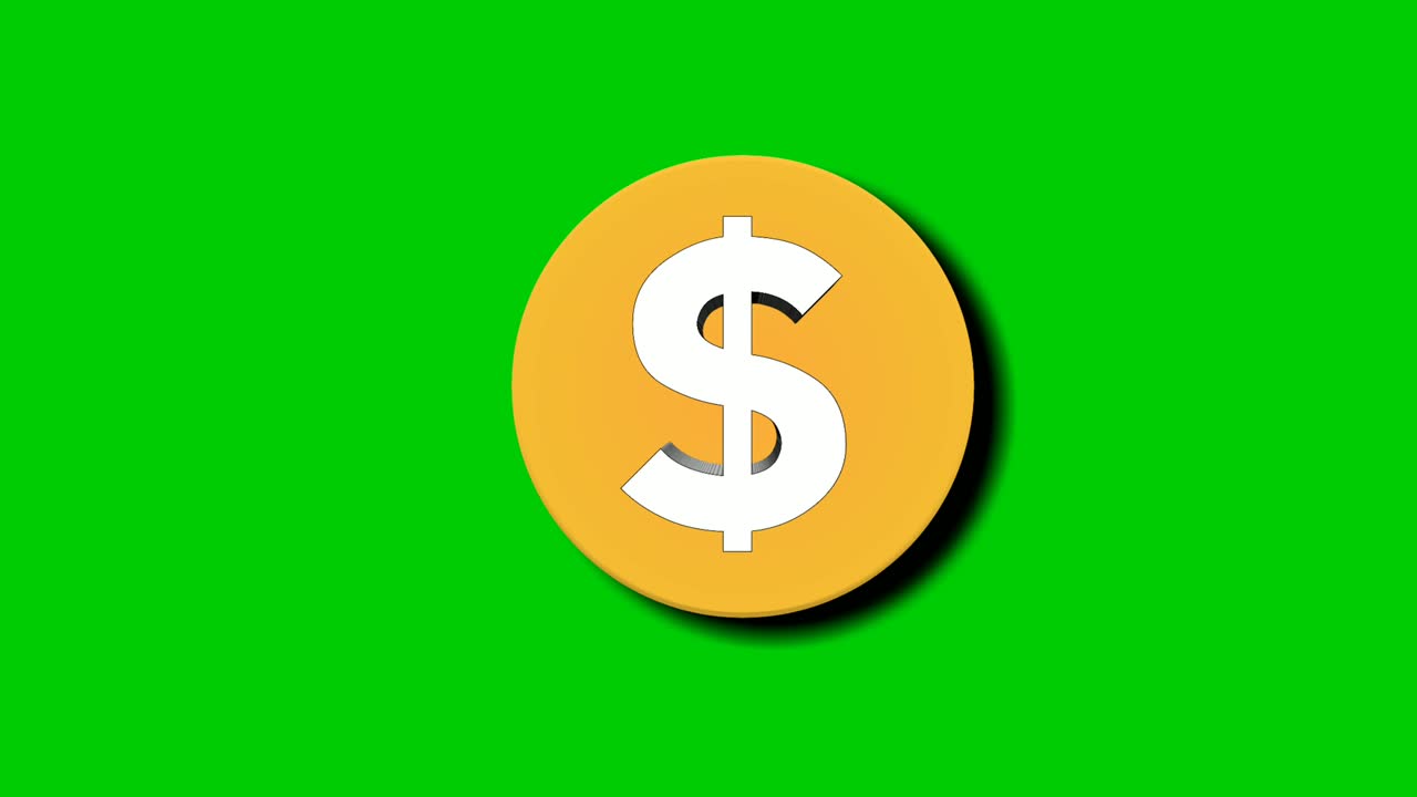 Moving Dollar coin money animation sign symbol motion graphics on green ...