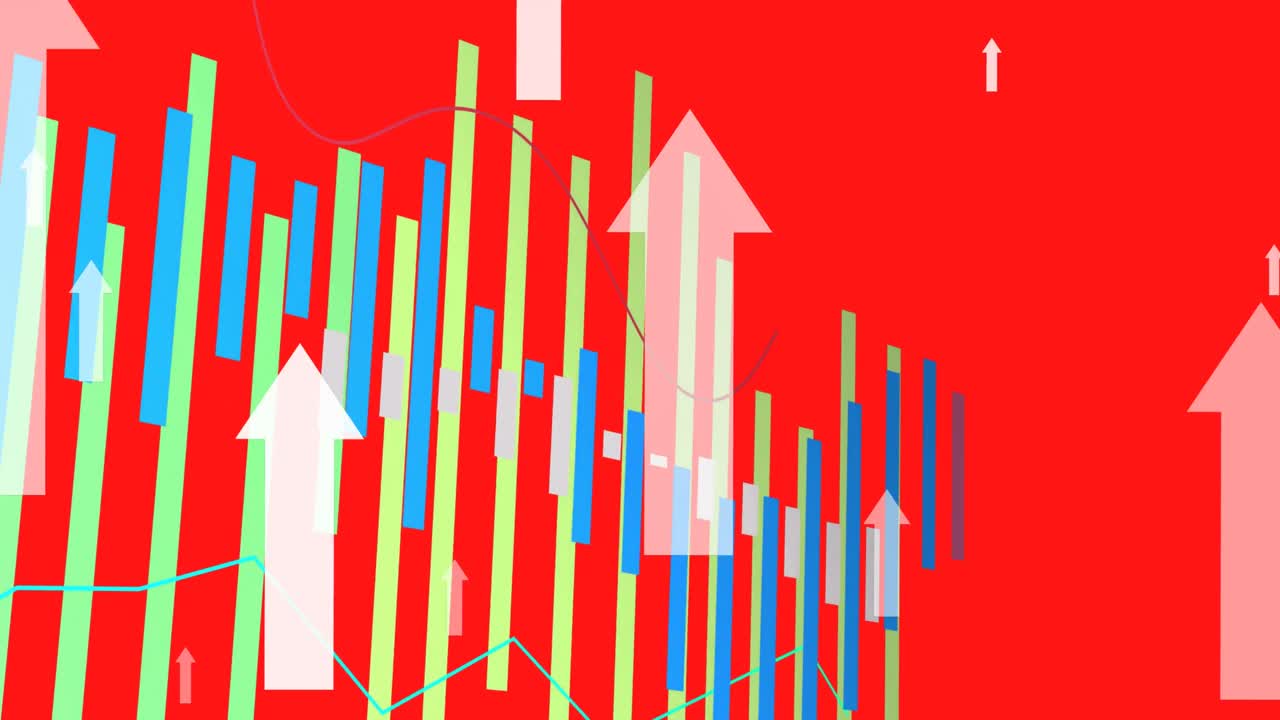 Animation of data processing and arrows on red background | Premium ...
