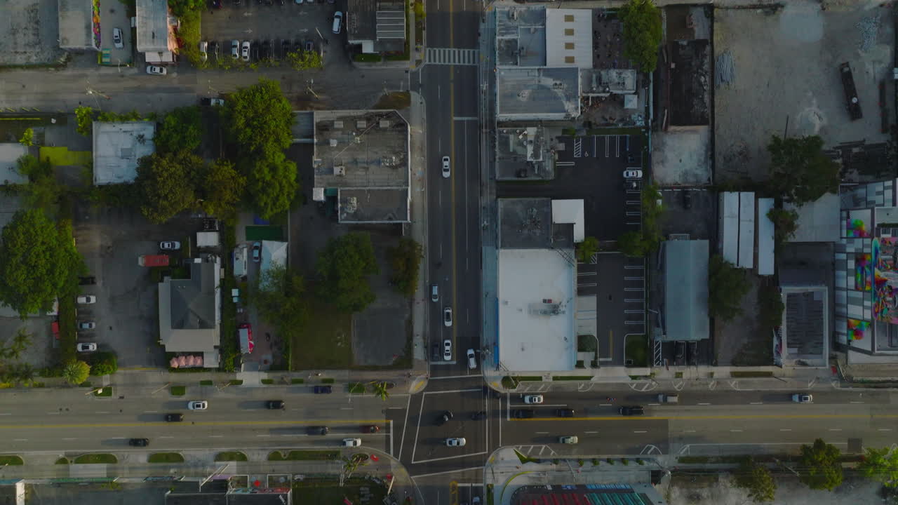 Top Down Panning View Of Traffic On Roads In Urban Borough. Rectangular ...