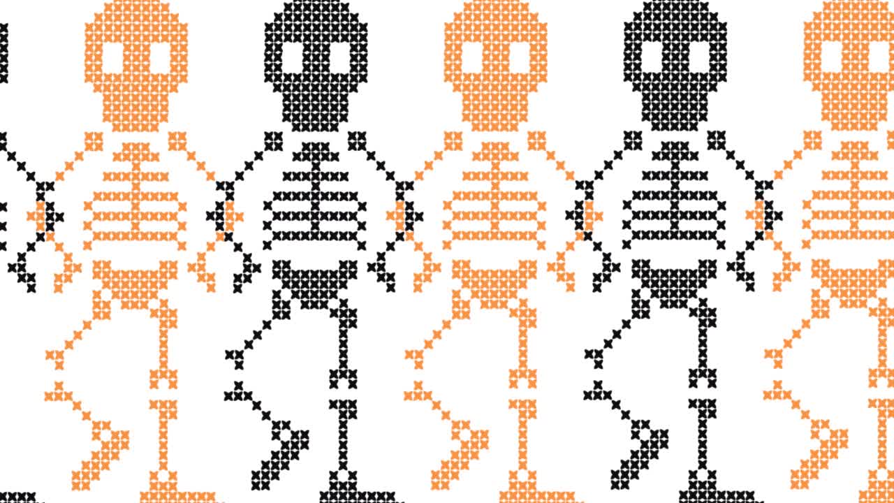 Premium stock video - Animation of skeletons pattern on white background