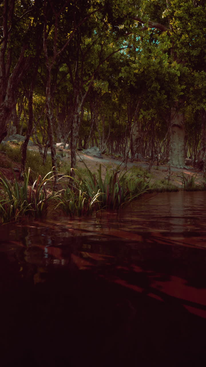 Mysterious forest path by a dark swamp Premium Stock Video Footage