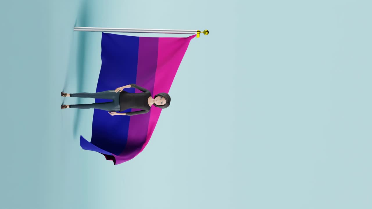 Bisexual Pride Flag Flowing Against Blue Background, 3D Animation Free ...