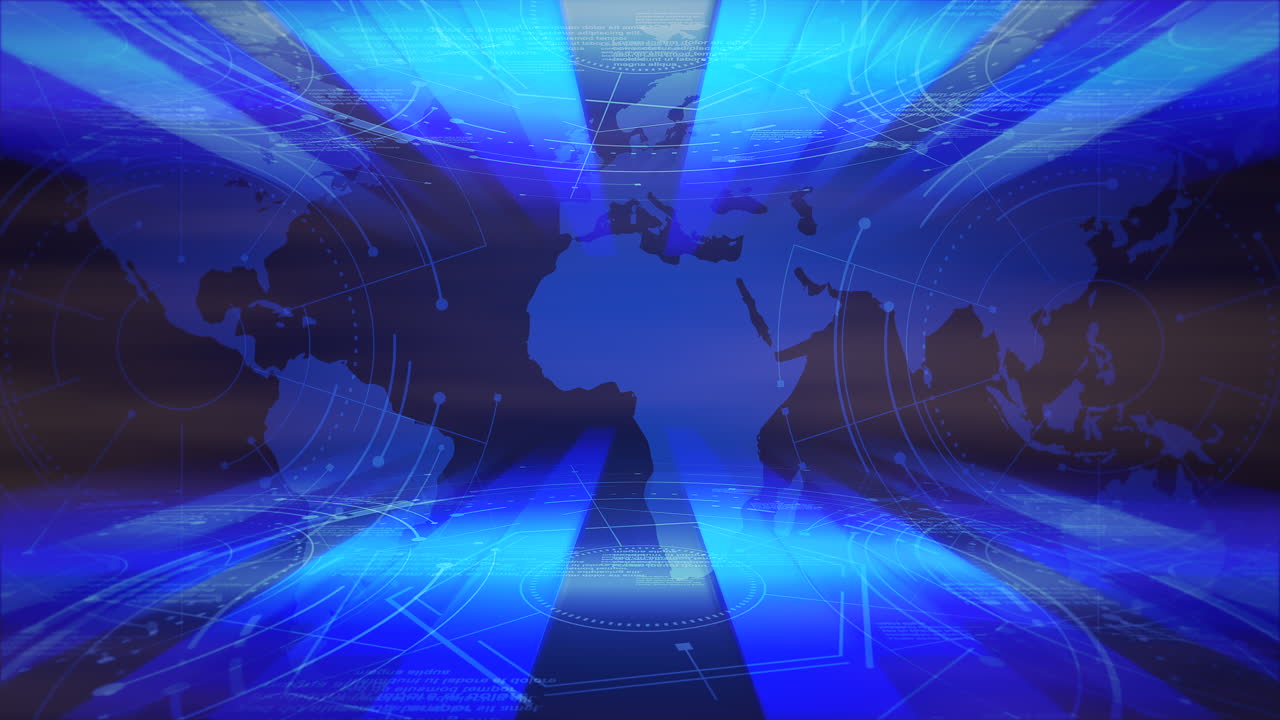 Premium stock video - News intro graphic animation with lines and world map