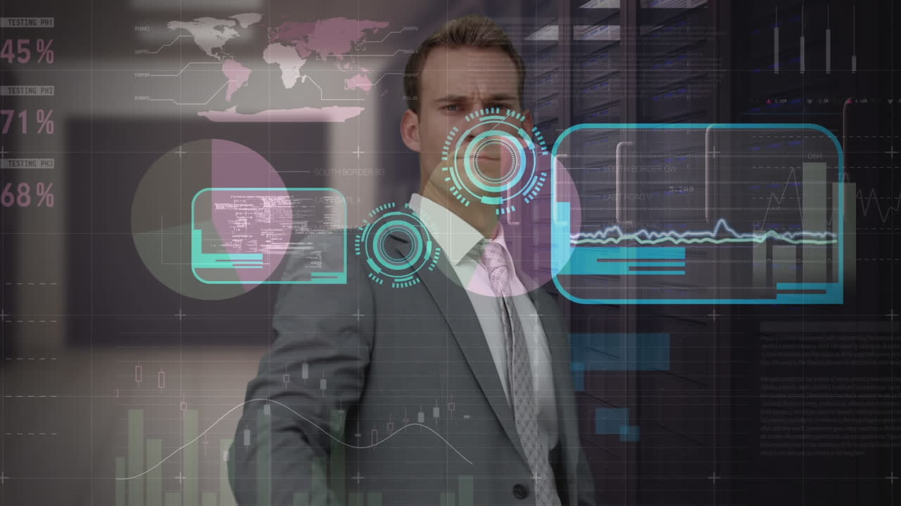 Animation of male doctor using touchscreen interface and data ...