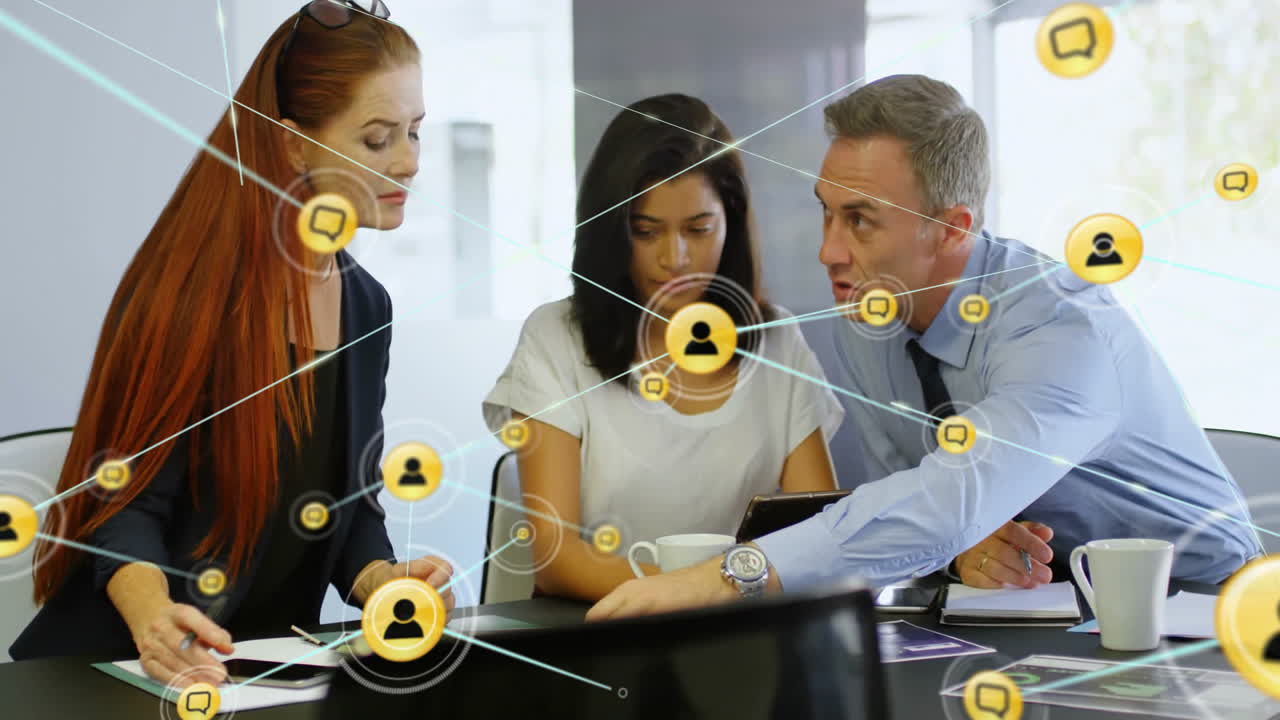 Premium stock video - Animation of network of connections with icons ...