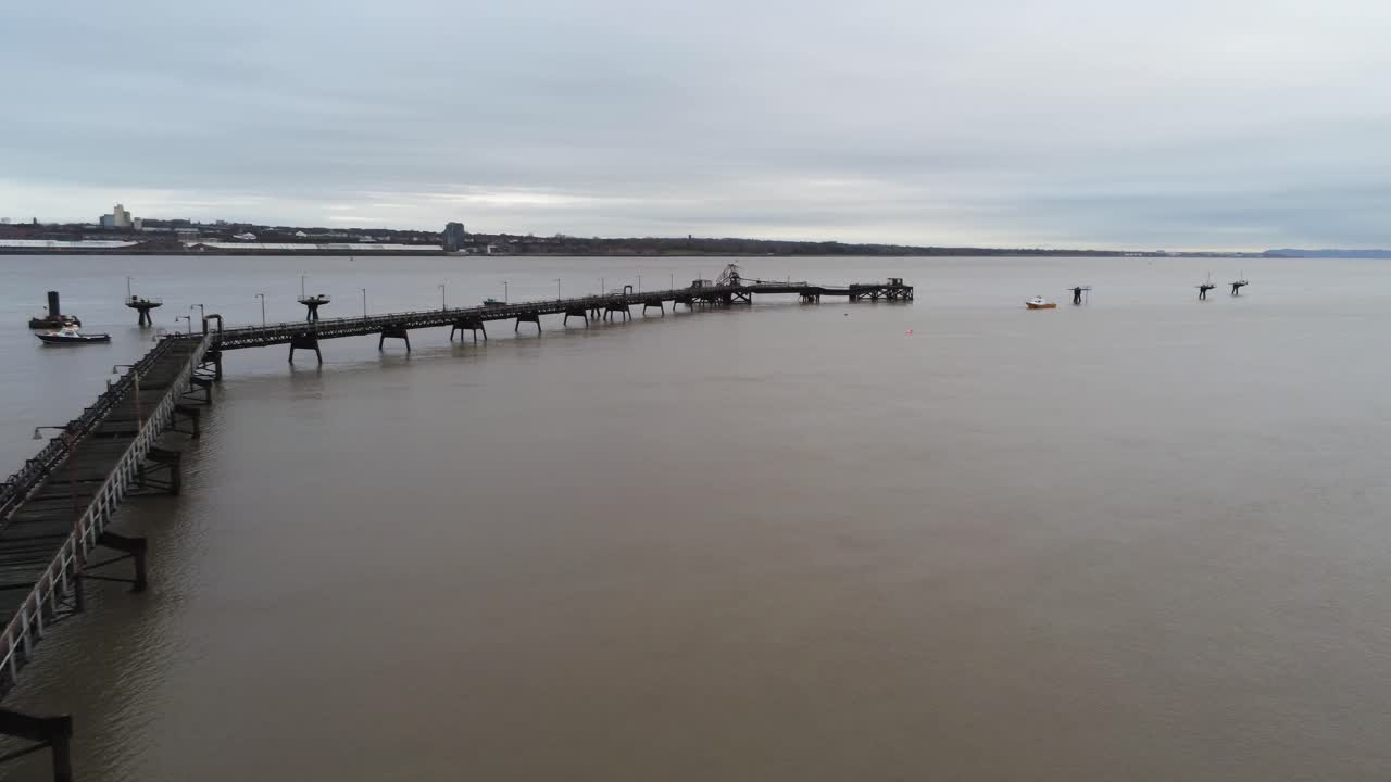 Drone view tranmere oil terminal birkenhead coastal petrochemical ...