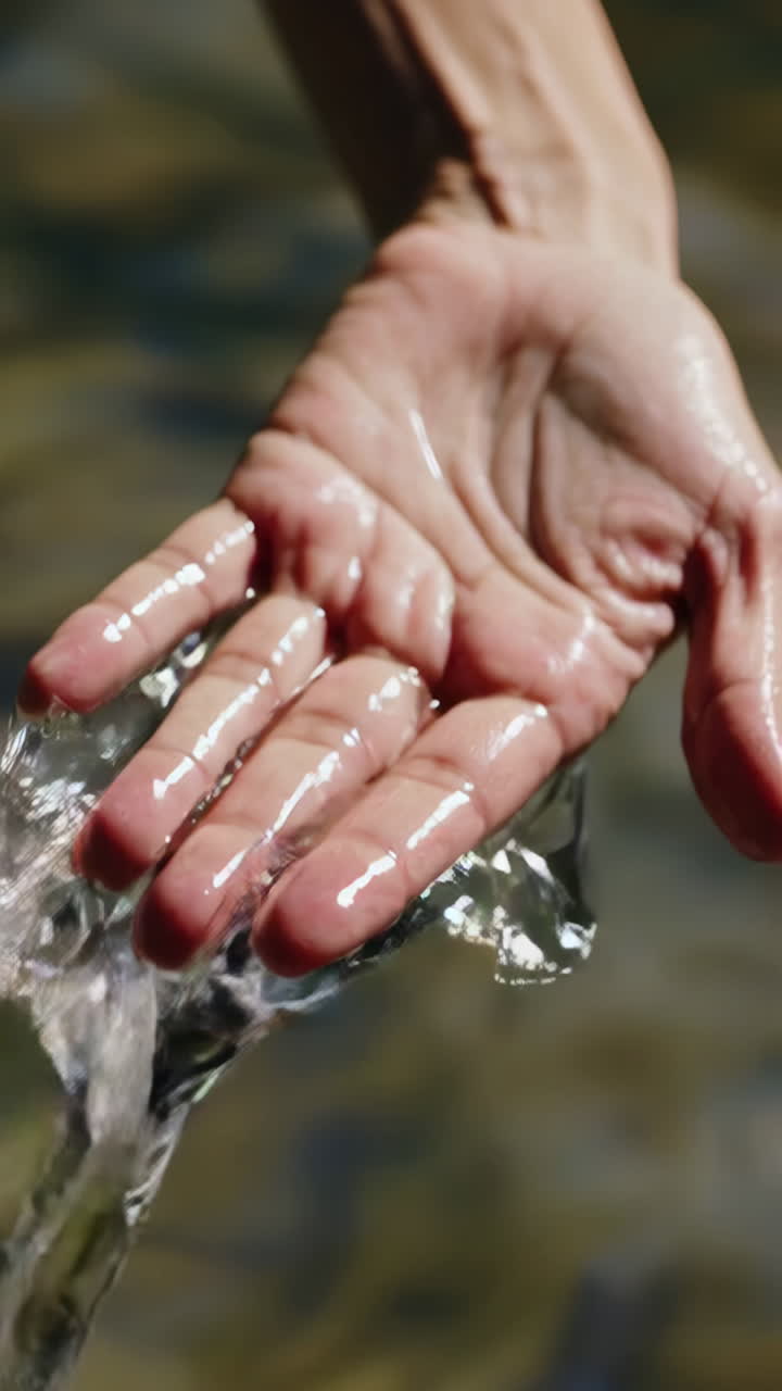 Hand catching water | Vídeo de stock Premium