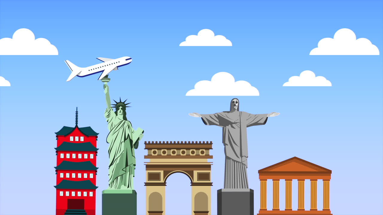 set of country monuments animation | freepik