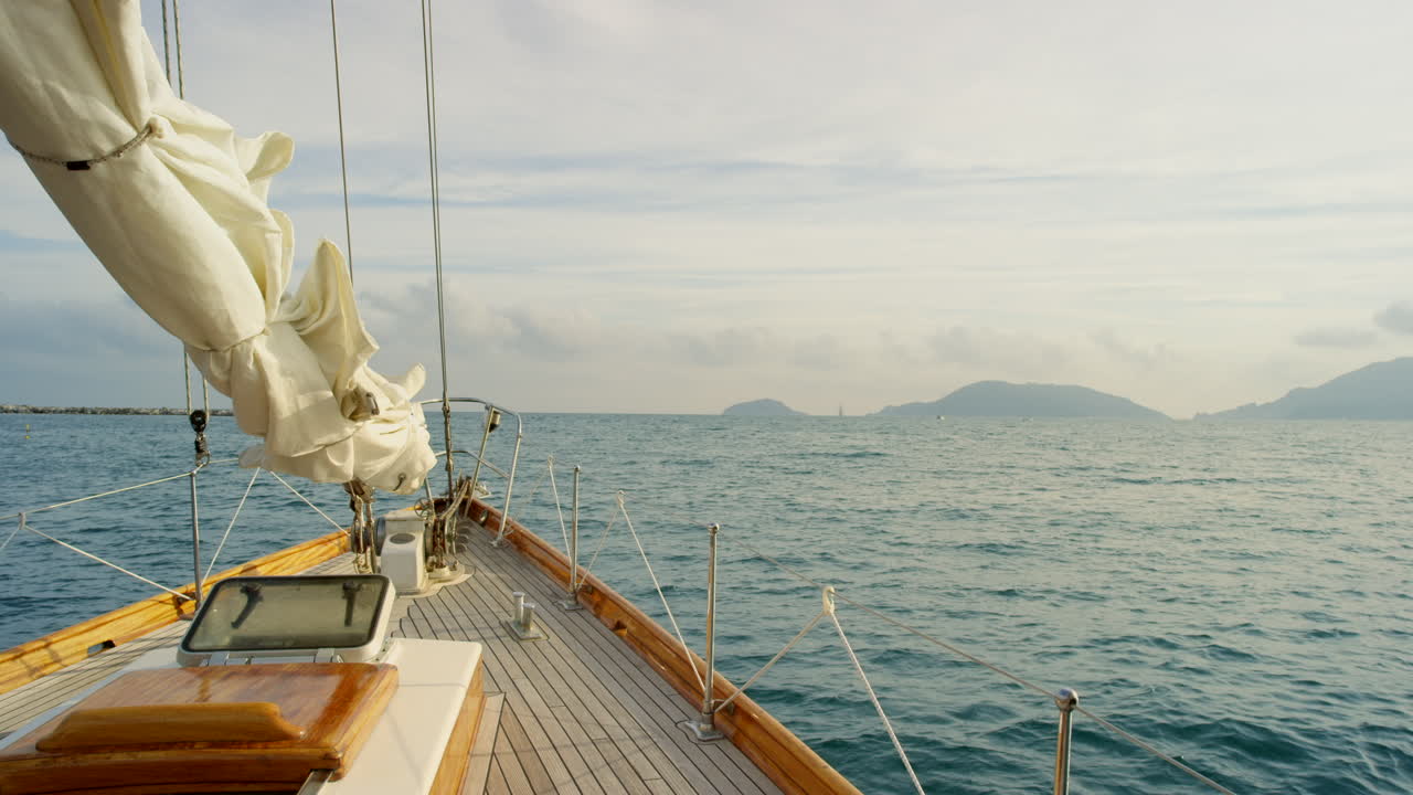 Empty boat, sailing and ocean background Premium Stock Video Footage