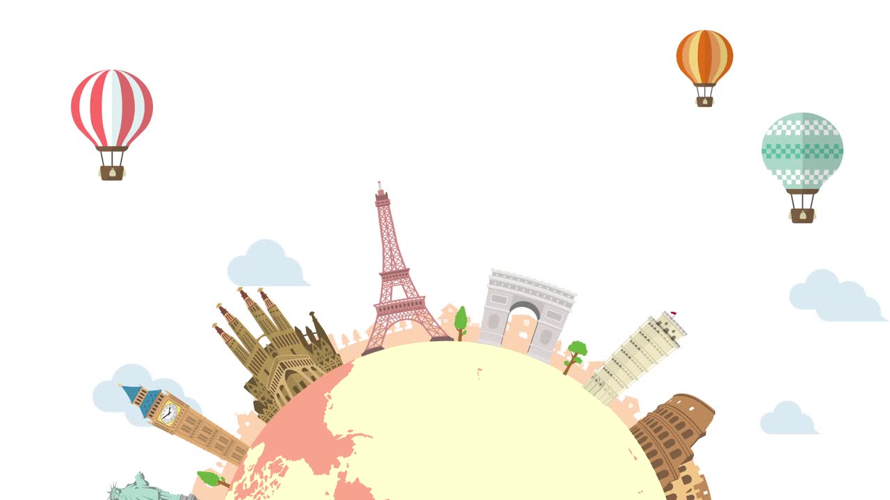 travel vacation sightseeing animation banner (4k) . world heritage and ...