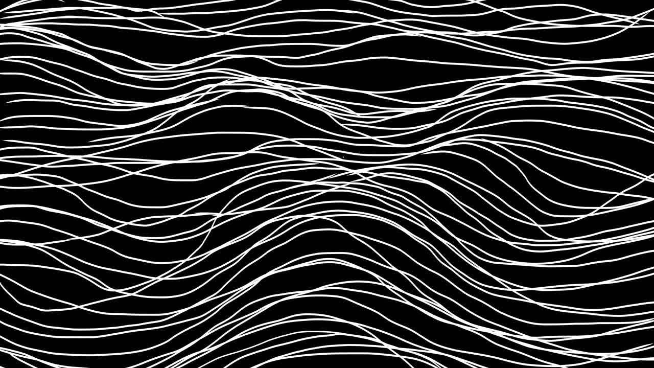 Líneas Blancas Onduladas Abstractas Moviéndose sobre Fondo Negro ...