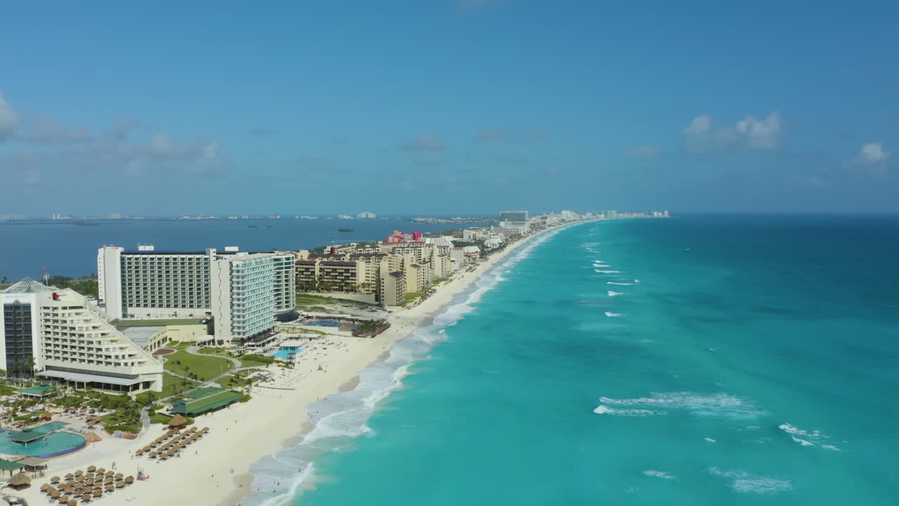 Premium stock video - Panaoramic aerial view of cancun's hotel zone in ...