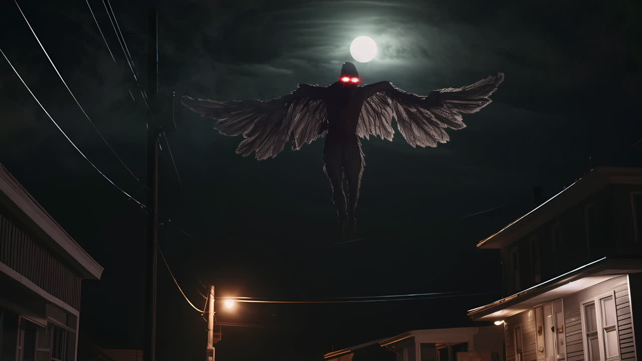 Premium stock video - The mothman flying in the sky above point ...