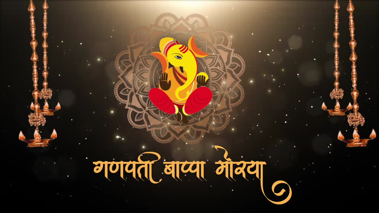Premium stock video - Ganpati bappa morya latter graphics and animation
