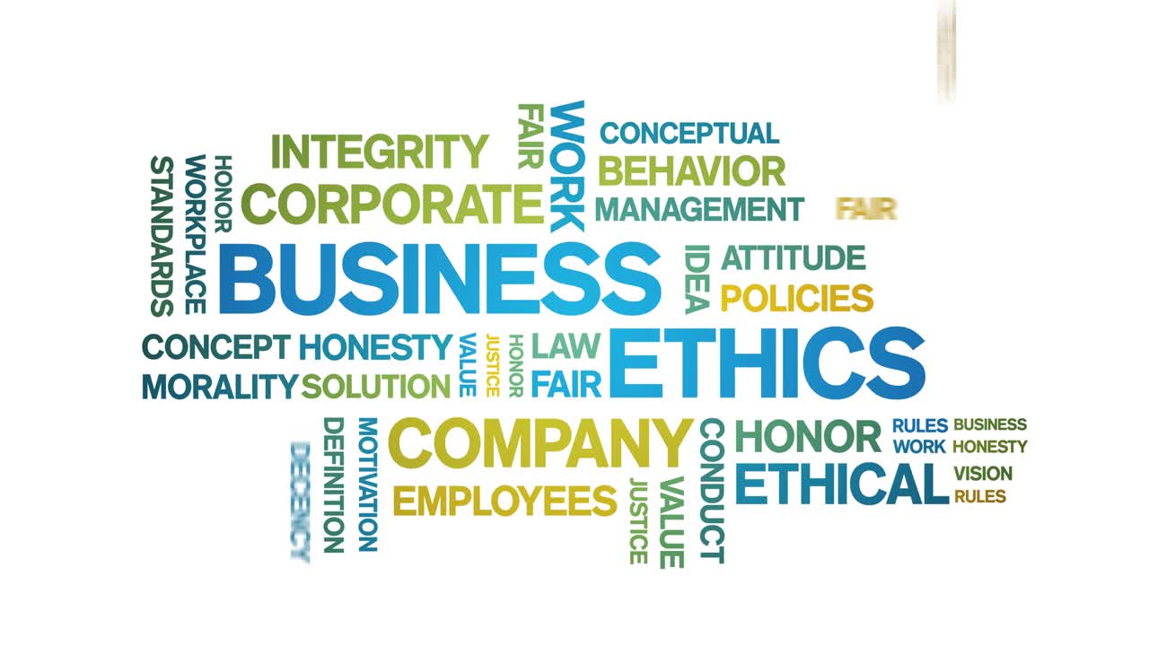4k business ethics animated tag word cloud text animation design ...