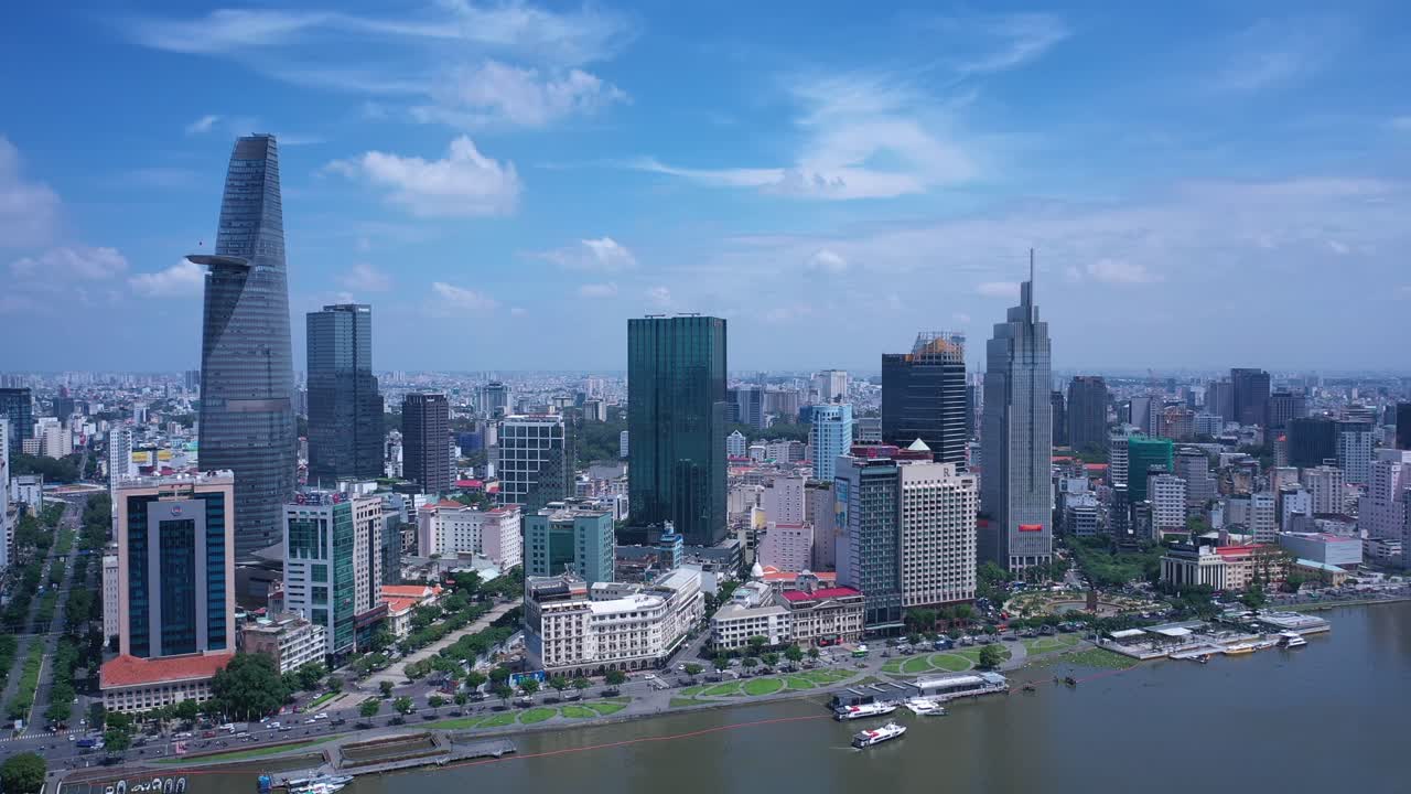 Premium stock video - Aerial view of ho chi minh city skyline featuring ...