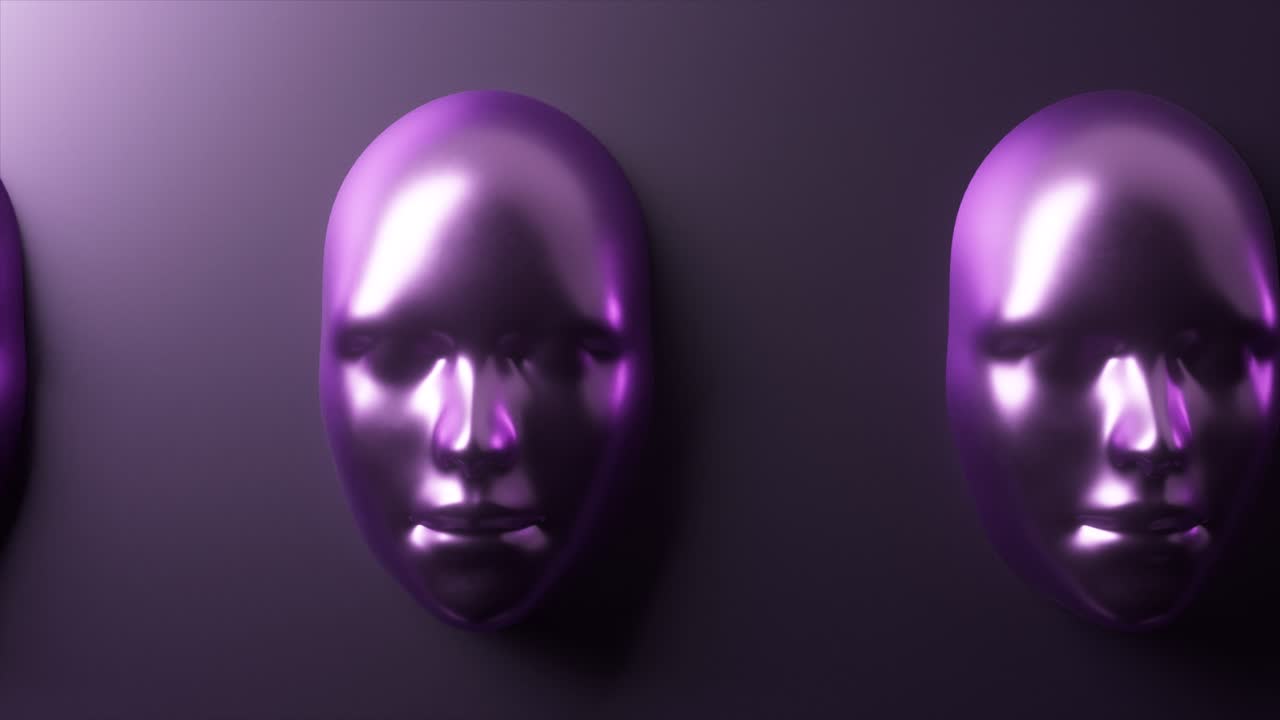 Free stock video - Metallic purple masks in 3d animation, exuding ...