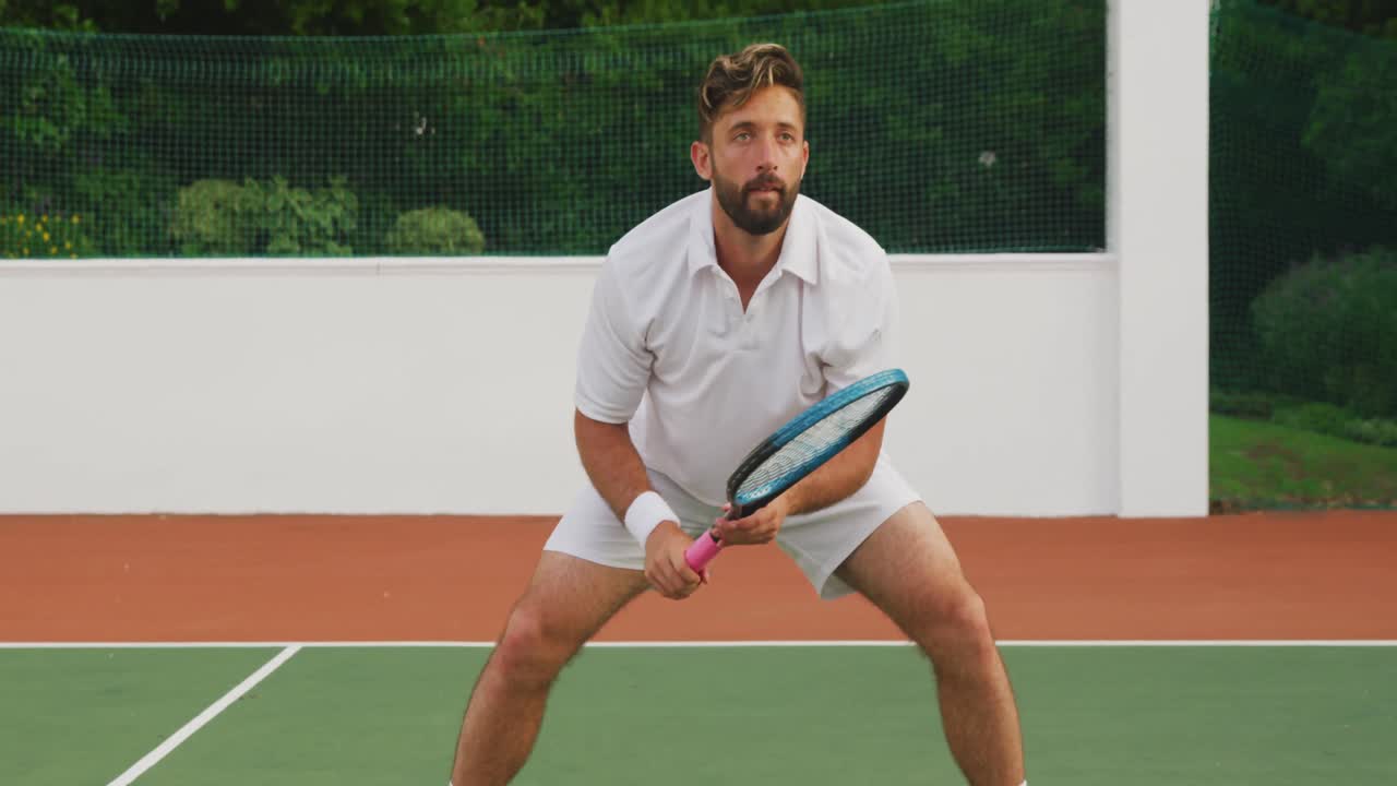 Tennis Player Waiting For The Ball Free Stock Video Footage Download Clips