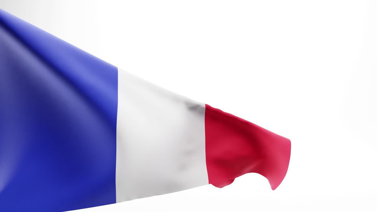 Premium stock video - Flag of france waving in the wind on white background