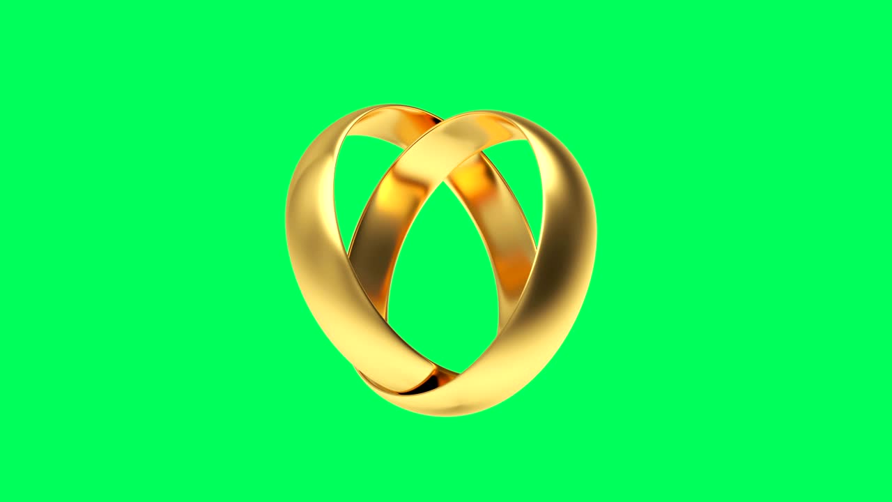 3D animation of two gold rings rotate on a green screen. 4K | Premium ...