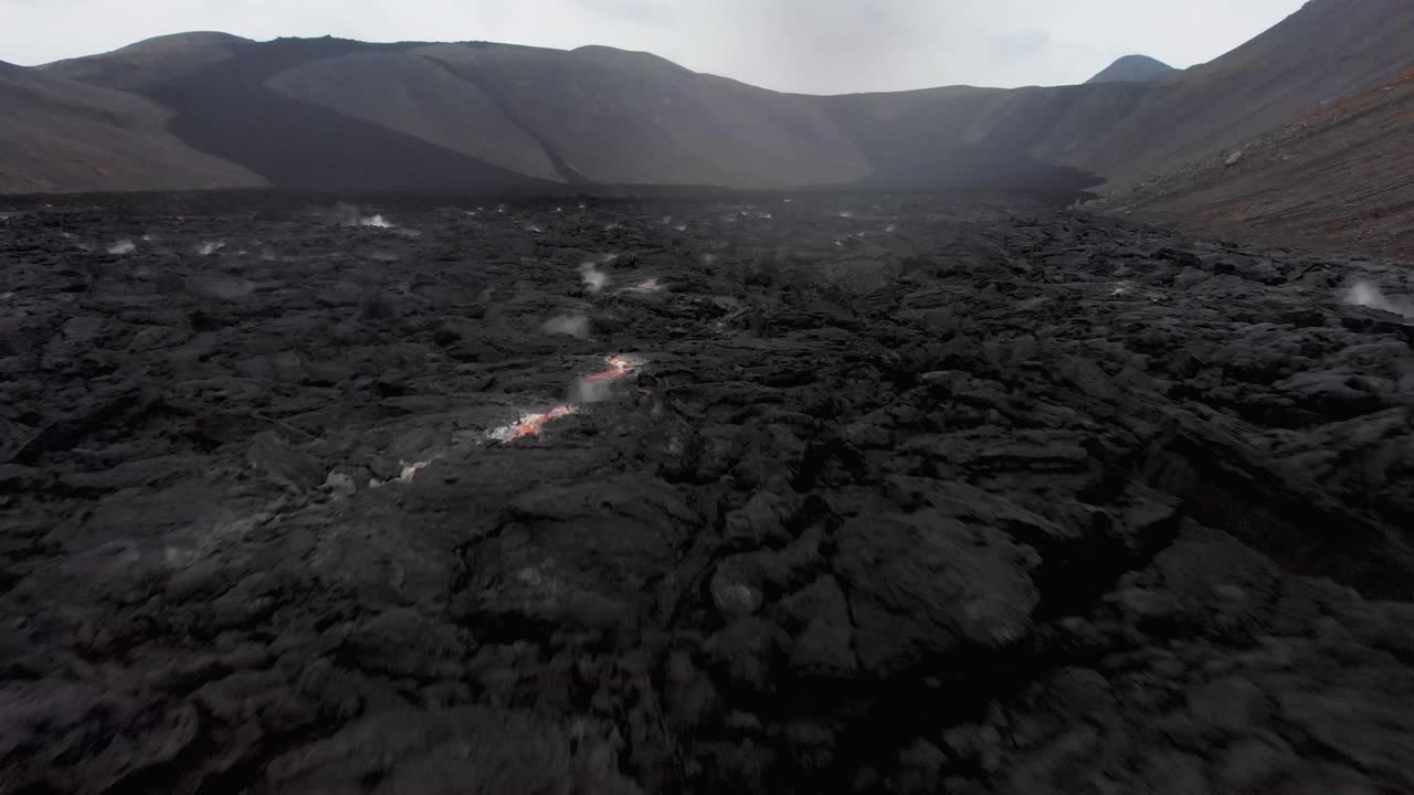 Steaming Black Crust Of Cooling Lava, Fagradalsfjall Volcano, Iceland ...