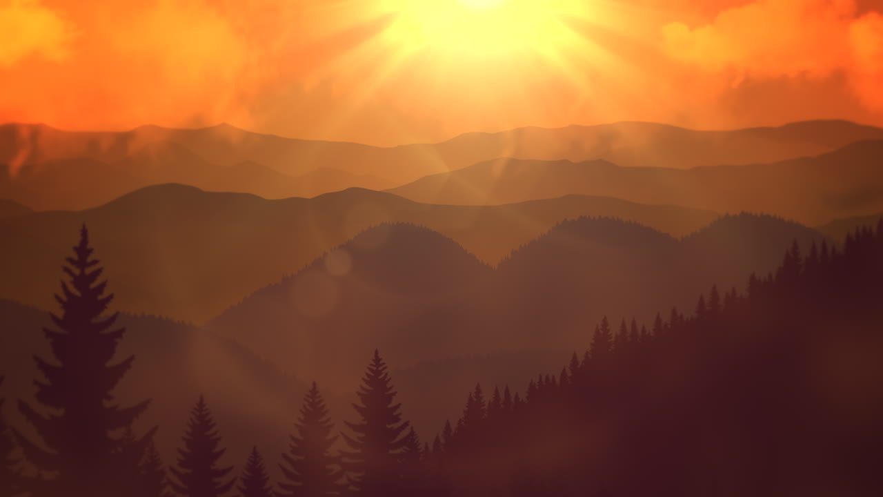 Sunset Landscape With Sun Beams And Forest In Summer Time Free Stock ...
