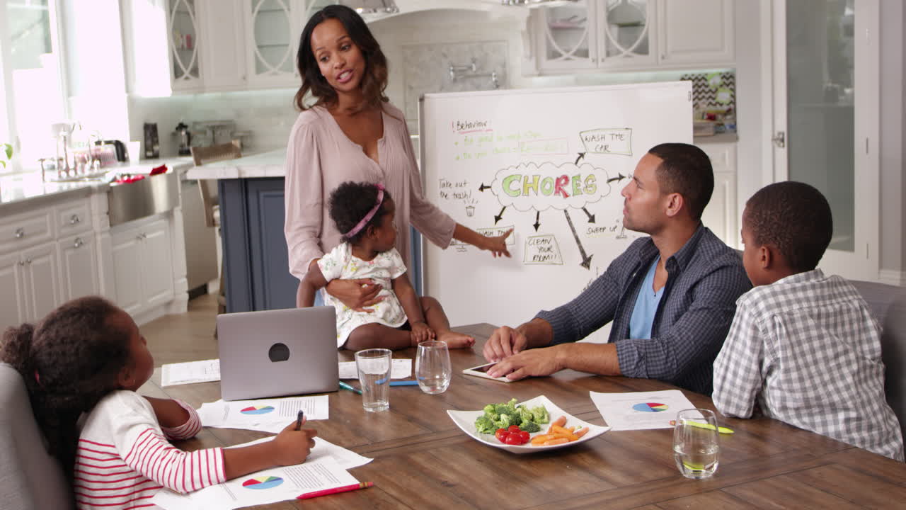 Family Meet To Discuss Household Chores Shot On R3D | Premium Stock ...