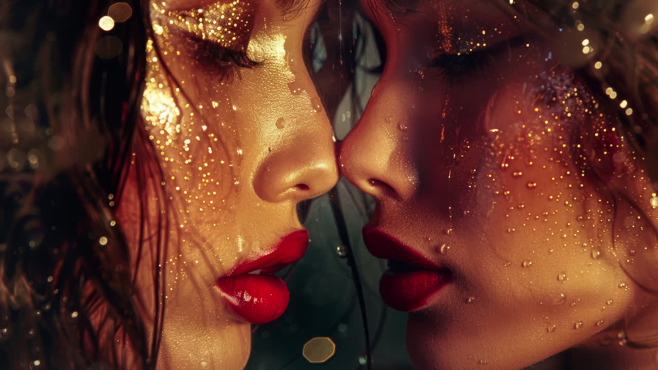 Ai two beautiful females posing together Free Stock Video Footage