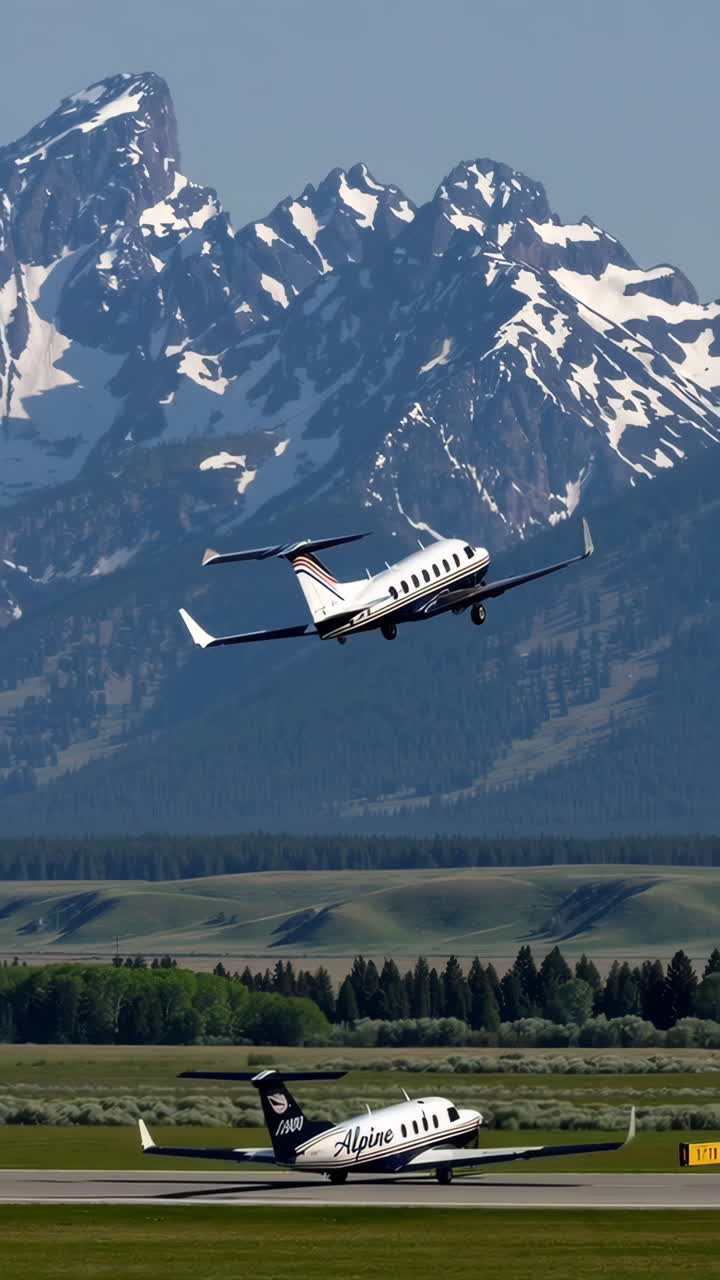 Alpine Aircraft Taking Off at Mountain Airport | Premium Stock Video ...
