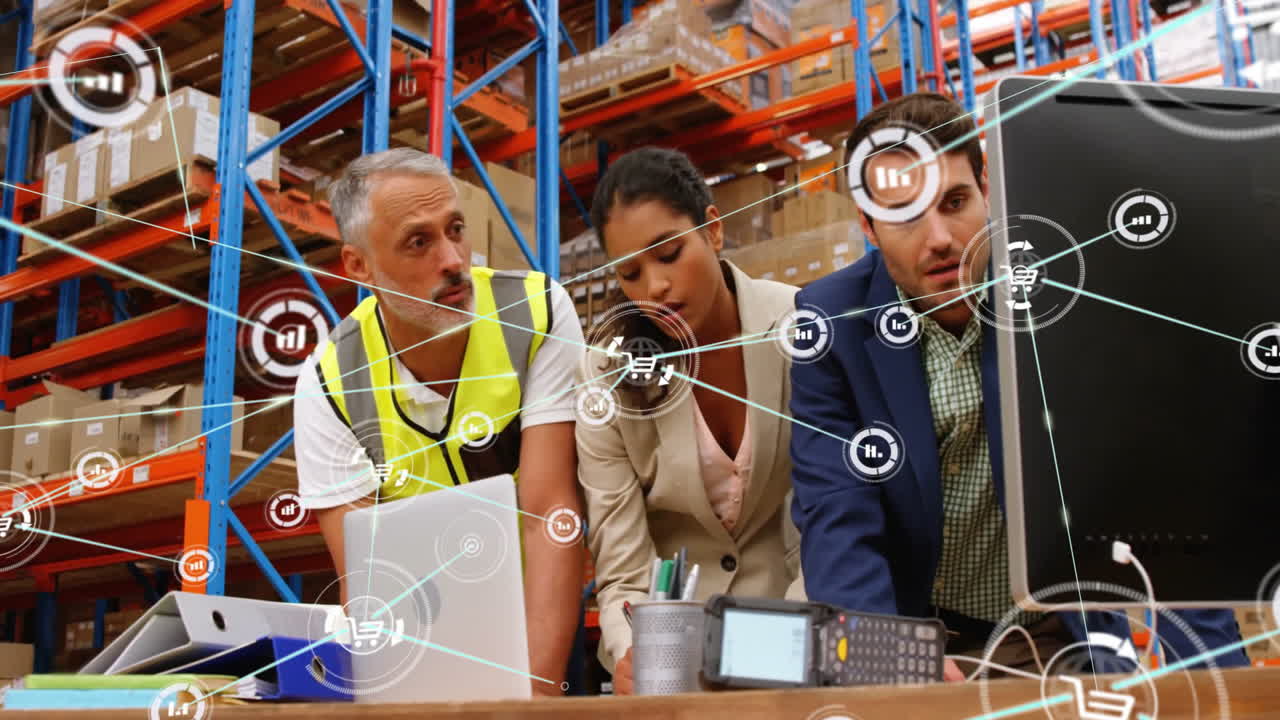 Premium stock video - Animation of network of connections with icons ...