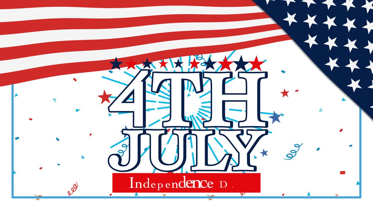 Animated celebration of Independence Day with fireworks, confetti, and ...