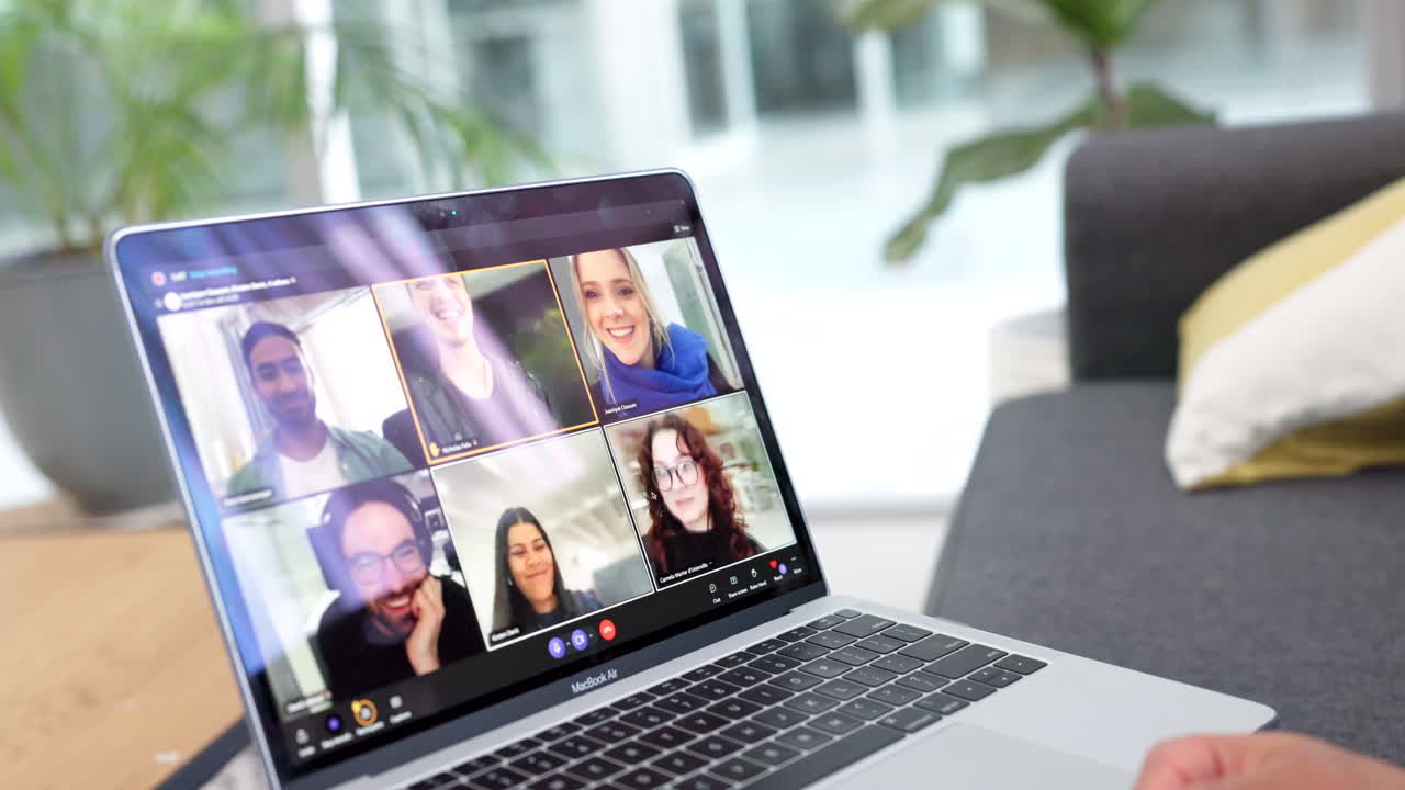 Premium stock video - A video call on the laptop
