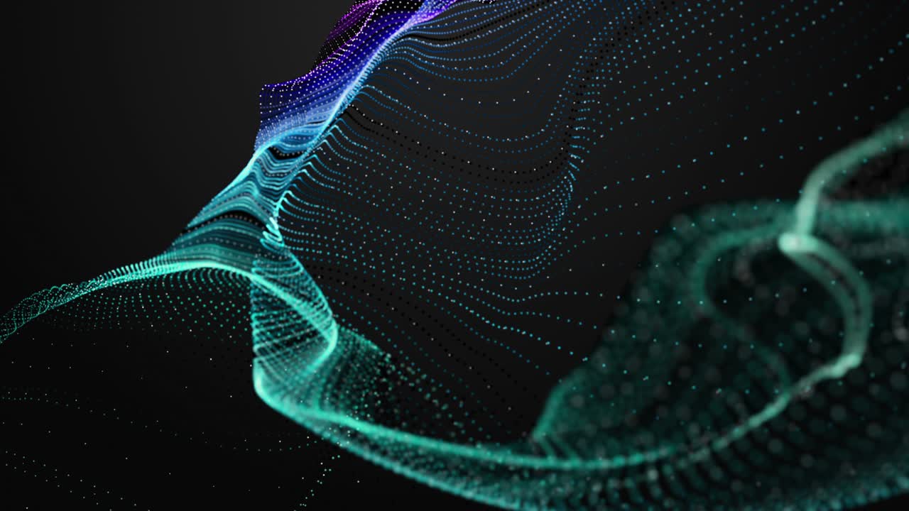 Futuristic animation with particle wave object in slow motion ...