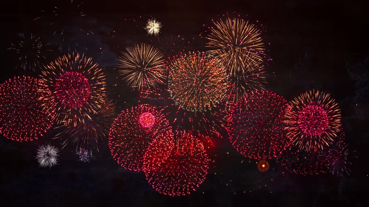 Fireworks and bokeh in new year eve and copy space abstract background ...