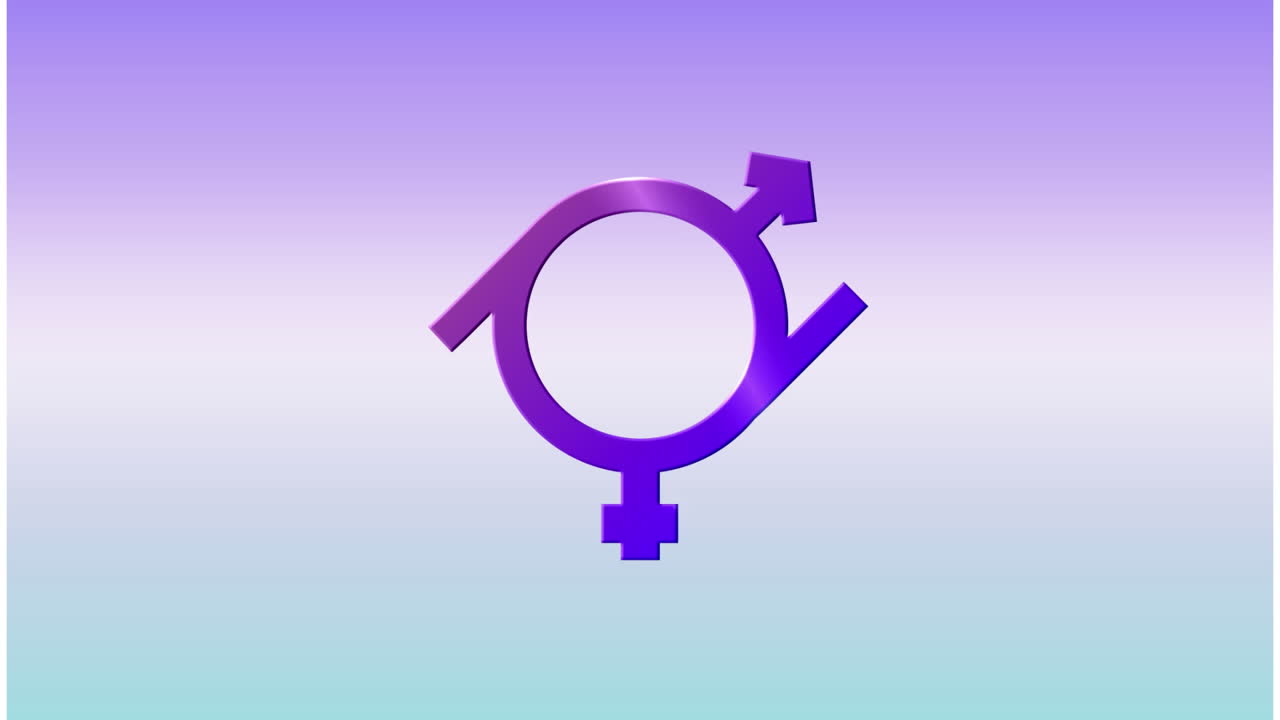 Animation of heterosexual symbol against purple gradient background ...