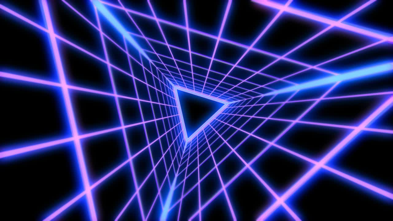 retro futuristic 80s vaporwave triangle grid synthwave tunnel - 4k seamless loop motion ...
