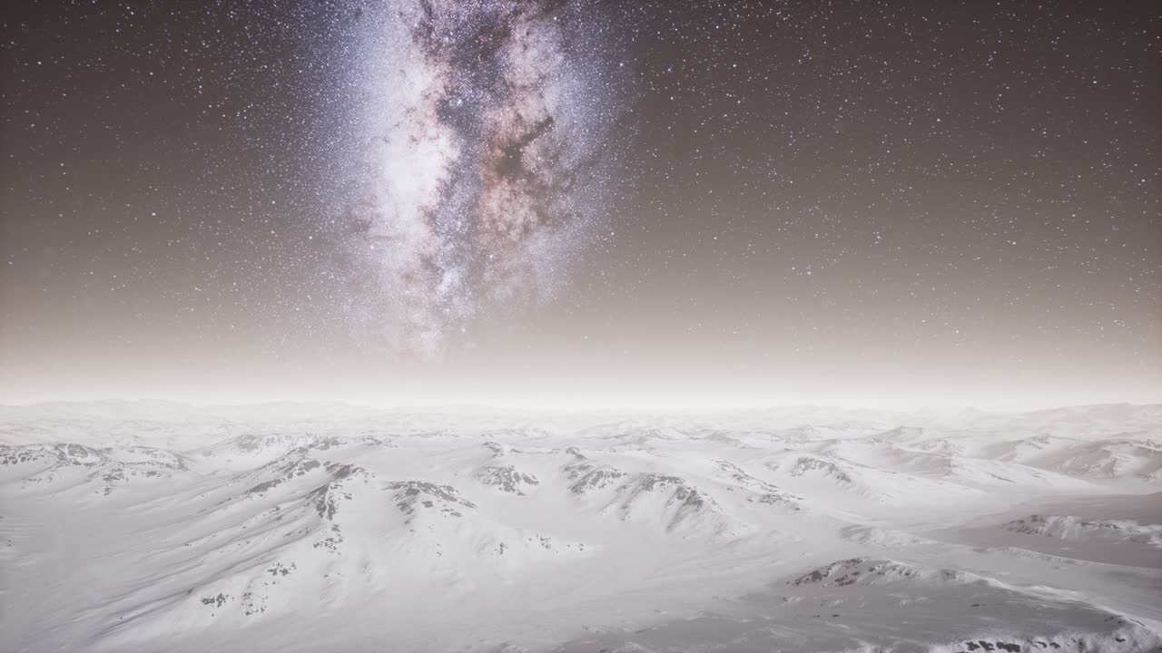 Milky Way above Snow Covered Terrain | Premium Stock Video Footage