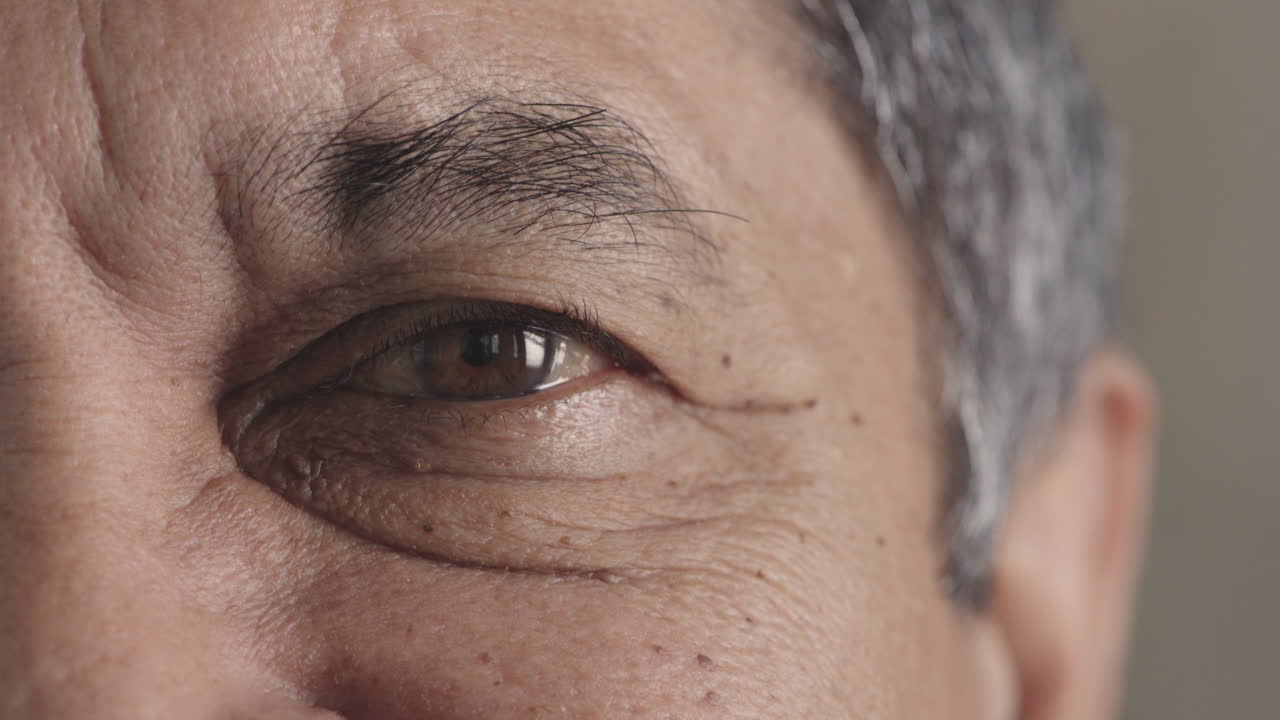 Premium stock video - Close up of hispanic man brown eye blinking ...