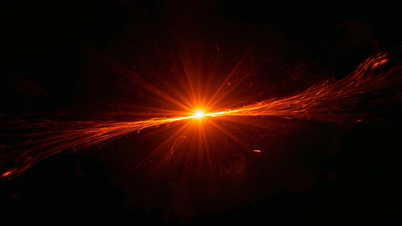 Starting core pulsing into orange burst, releasing filament flowing ...