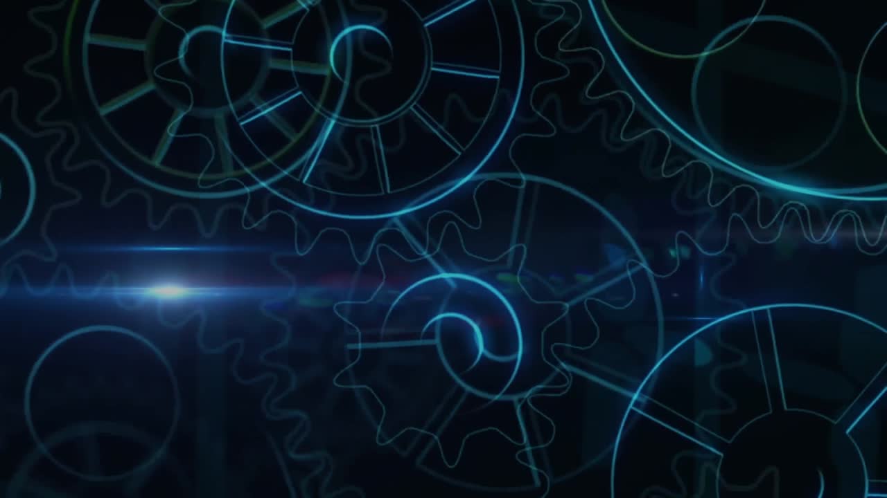 Premium stock video - Animation of moving mechanical gears over lens ...