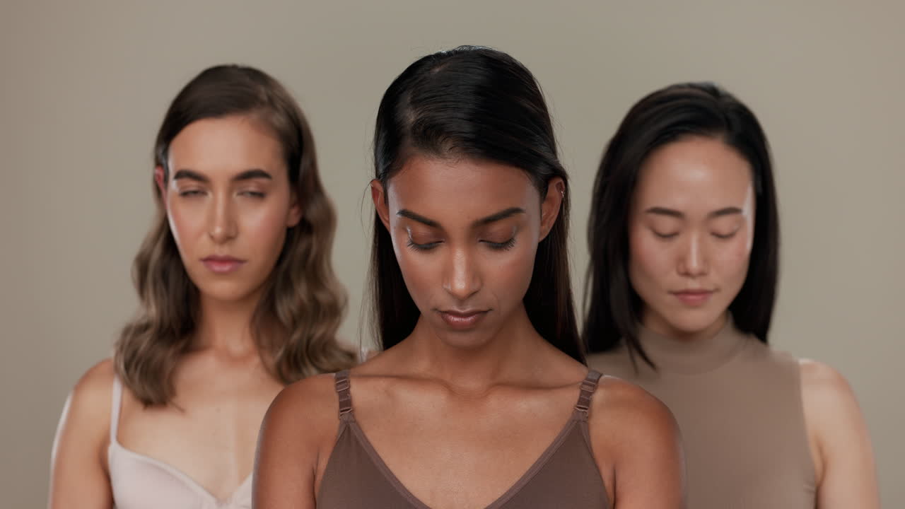 Premium stock video - Natural beauty, face and diversity with women